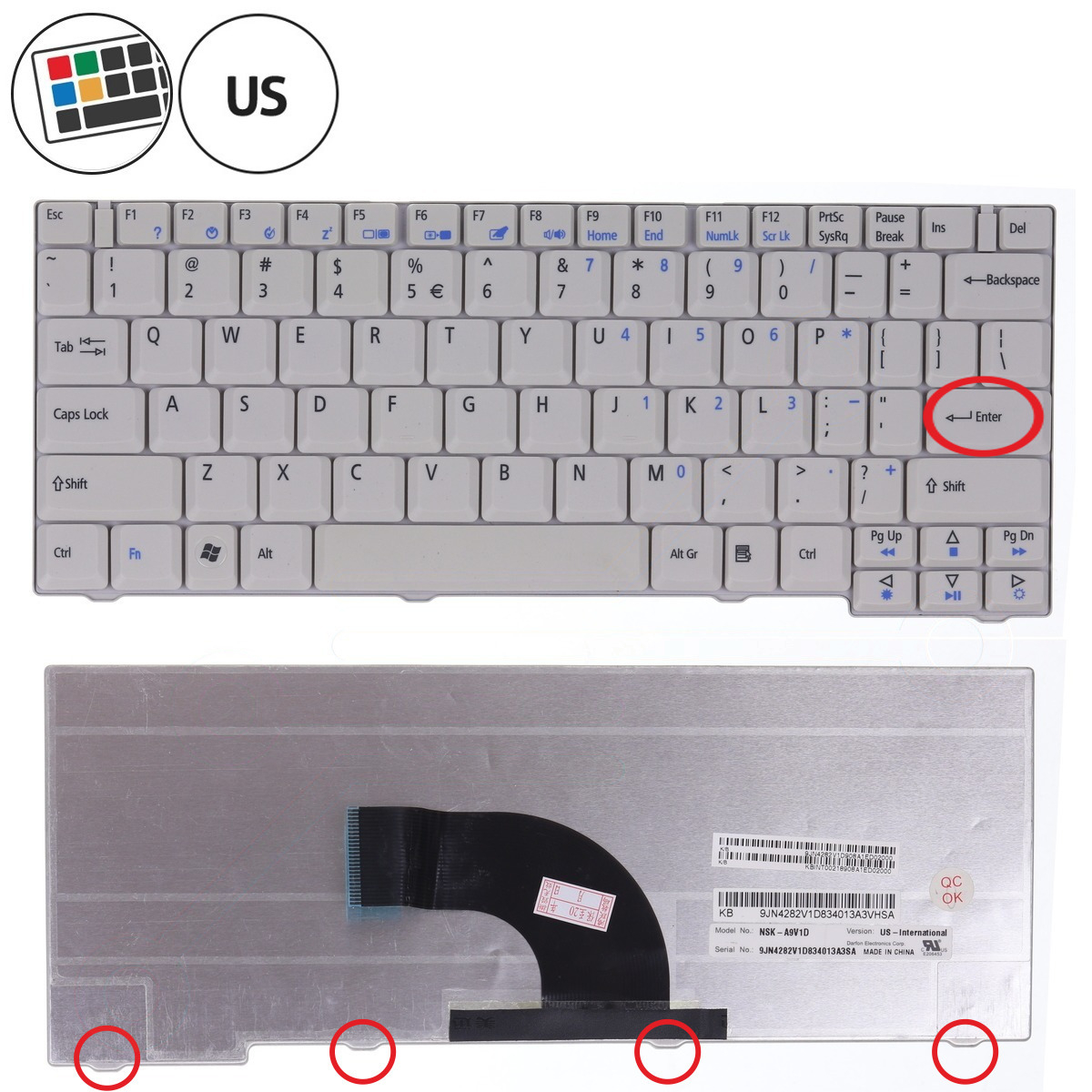 9J.N4282.T0U Klávesnice pro notebook - americká - US | Terahertz CZ s.r.o.
